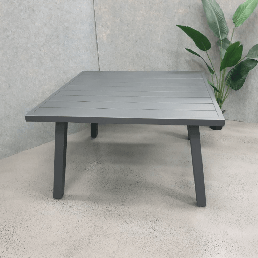 Geneva 116cm Square Outdoor Low Dining Table - Charcoal Aluminium ...